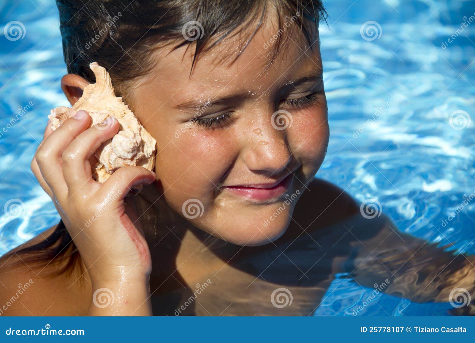 Girl with shell stock image. Image of copy, female, portrait - 25778107