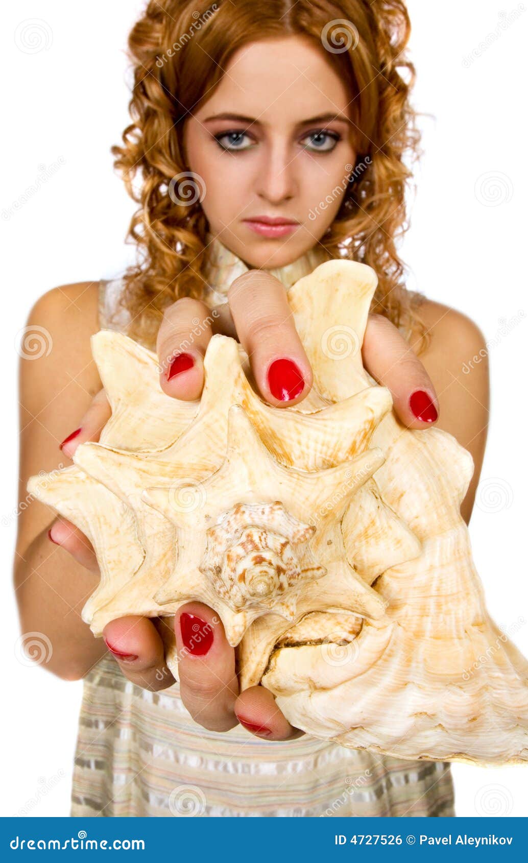 Girl with shell stock photo. Image of horizontal, caucasian - 4727526
