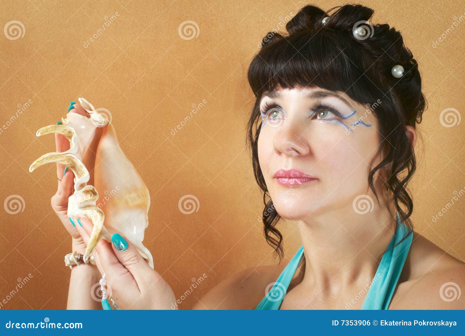 Girl with shell stock photo. Image of colorful, fashion - 7353906