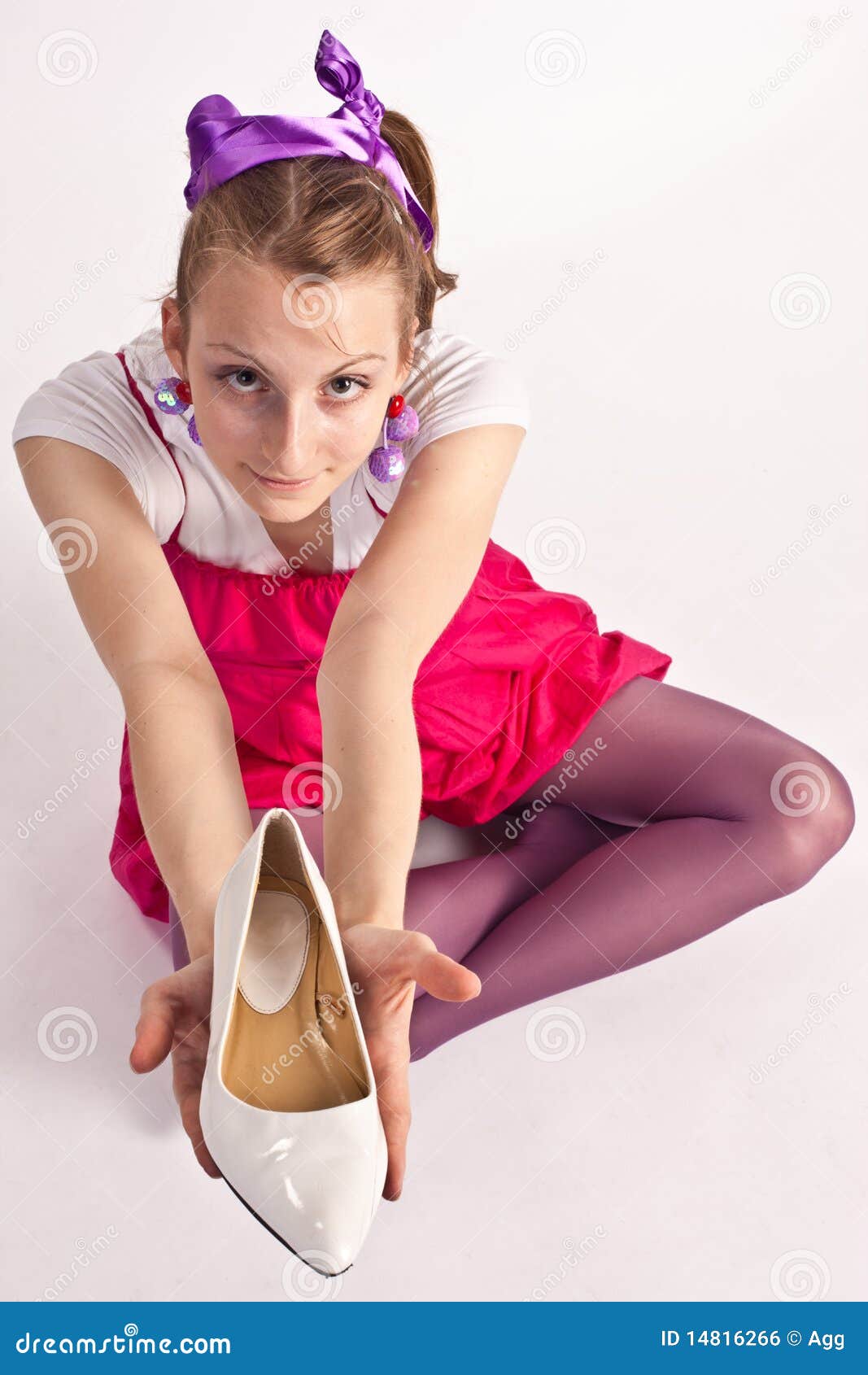 Girl with shoe stock photo. Image of girl, clothes, young - 14816266