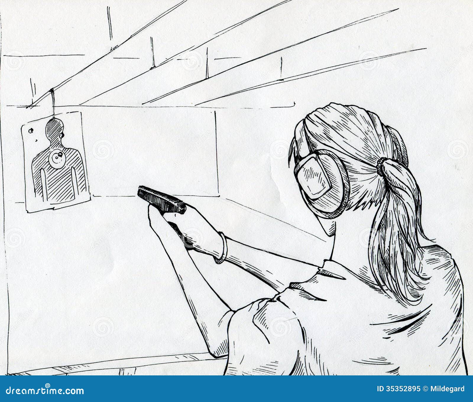 Man In Shooting Gallery Vector Illustration | CartoonDealer.com #182029872