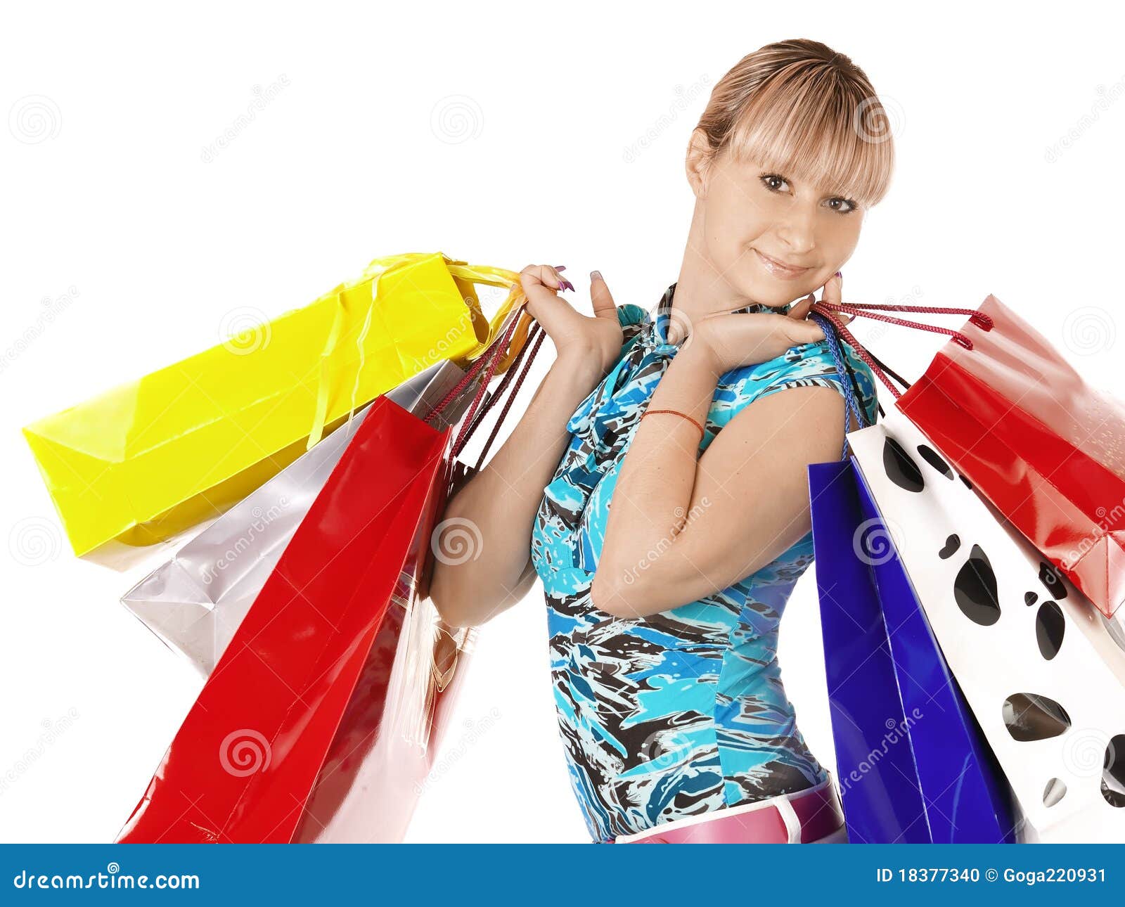 Girl with shopping bags stock photo. Image of gift, portrait - 18377340