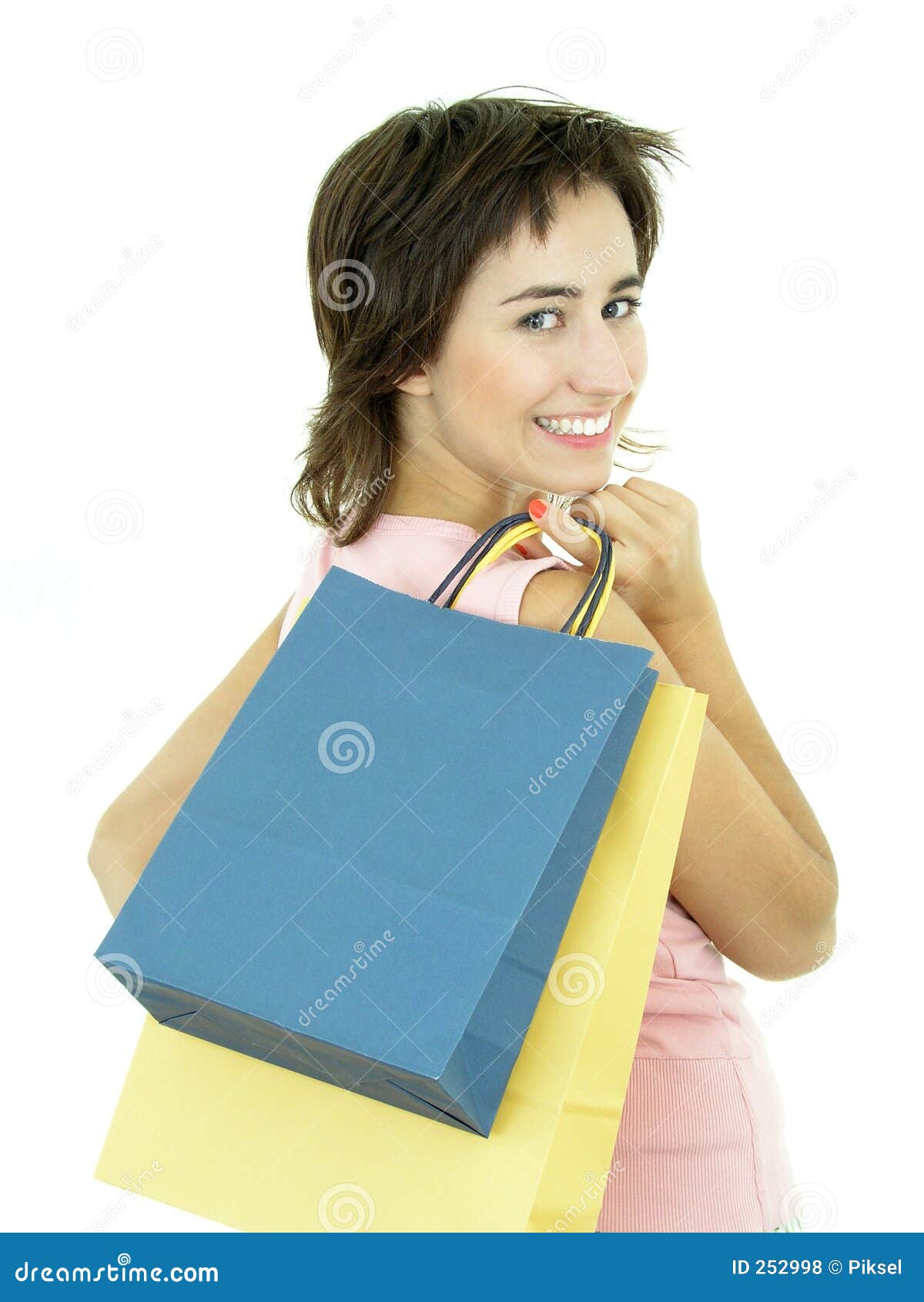Girl with shopping bags stock photo. Image of casual, brunette - 252998