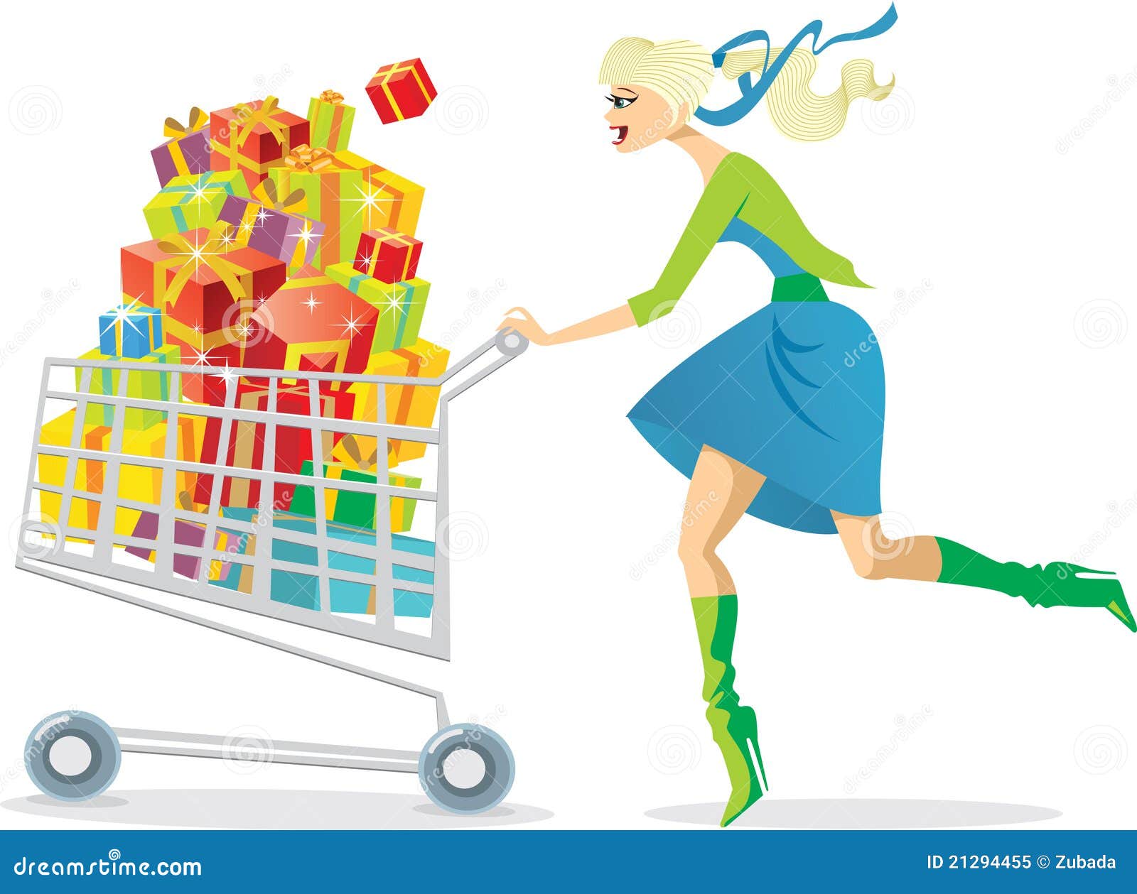 Girl on a shopping spree stock vector. Illustration of retail - 21294455