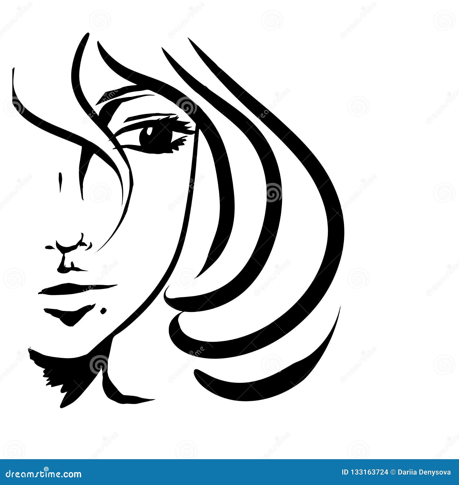 Girl With Short Hair Stock Illustration Illustration Of Woman 133163724