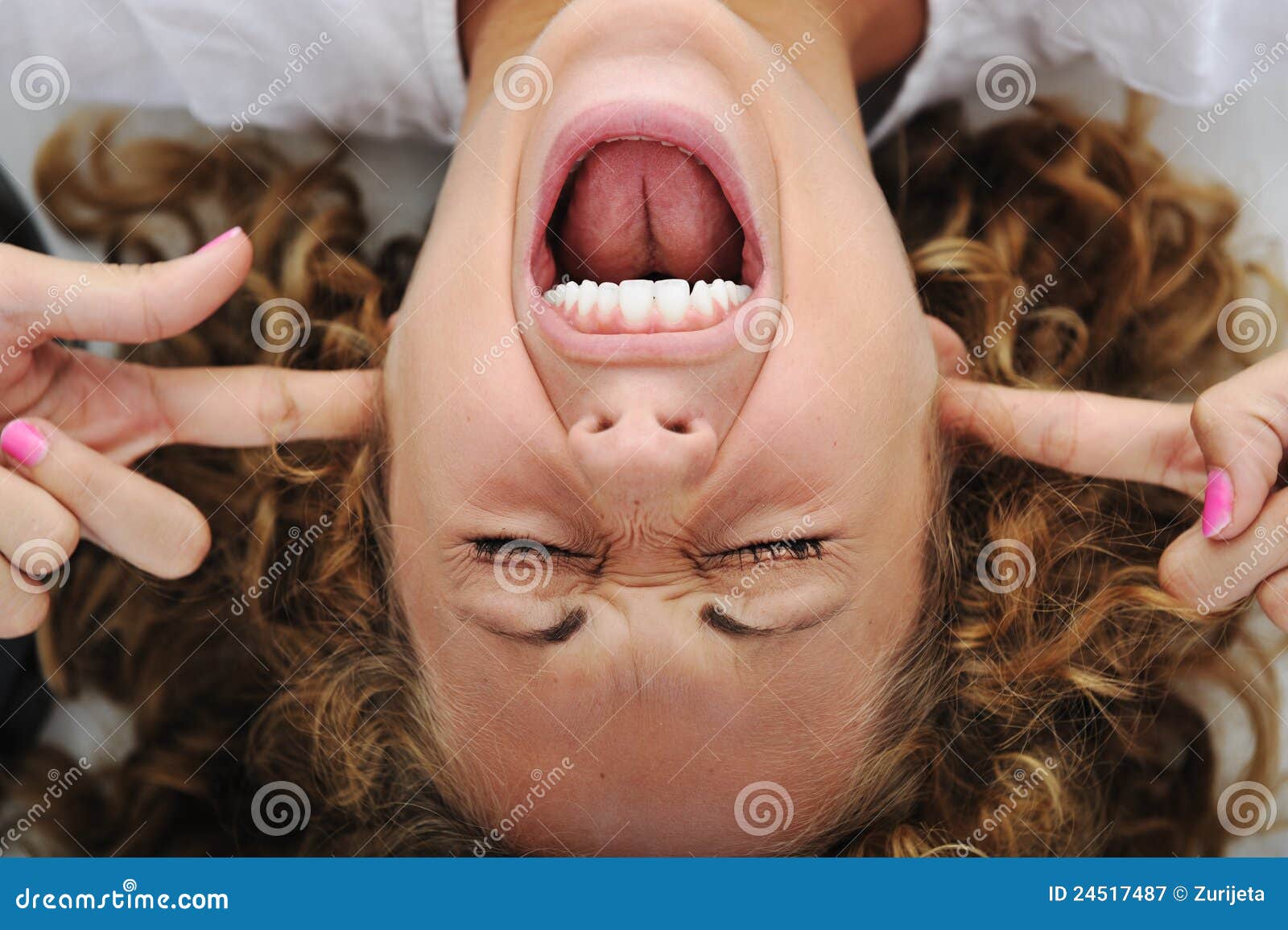 Girl Shouting with Fingers in Ears Stock Image - Image of despair, ears ...