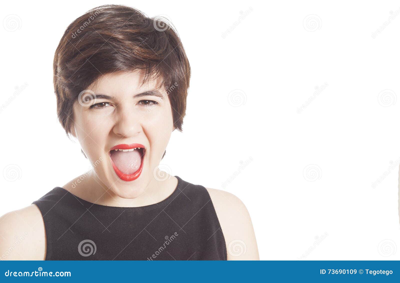 Girl shouting on white stock image. Image of laughing - 73690109