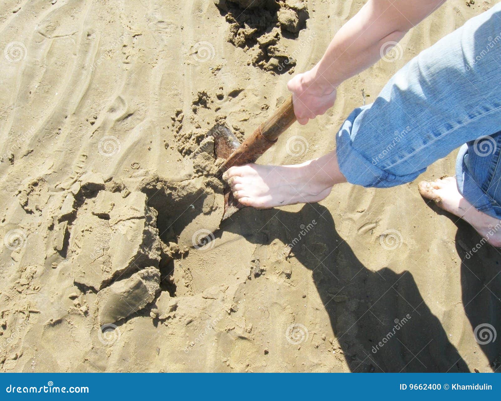 The Girl with shovel. stock photo. Image of power, land - 9662400