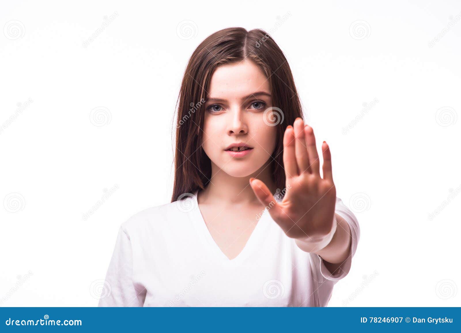 Girl show stop gesture stock image. Image of youth, young - 78246907