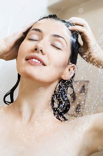 Girl at the shower stock photo. Image of lifestyle, people - 16011086