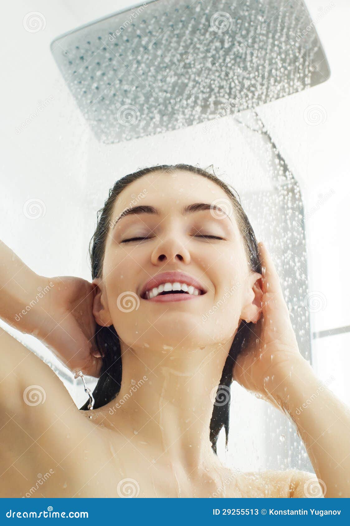 Girl at the shower stock image. Image of human, face - 29255513