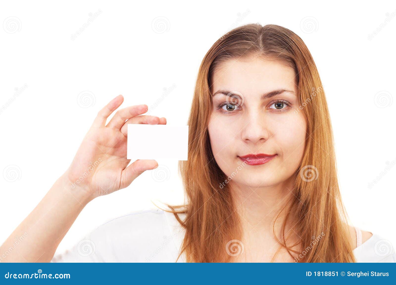 Girl showing the card stock image. Image of copy, people - 1818851