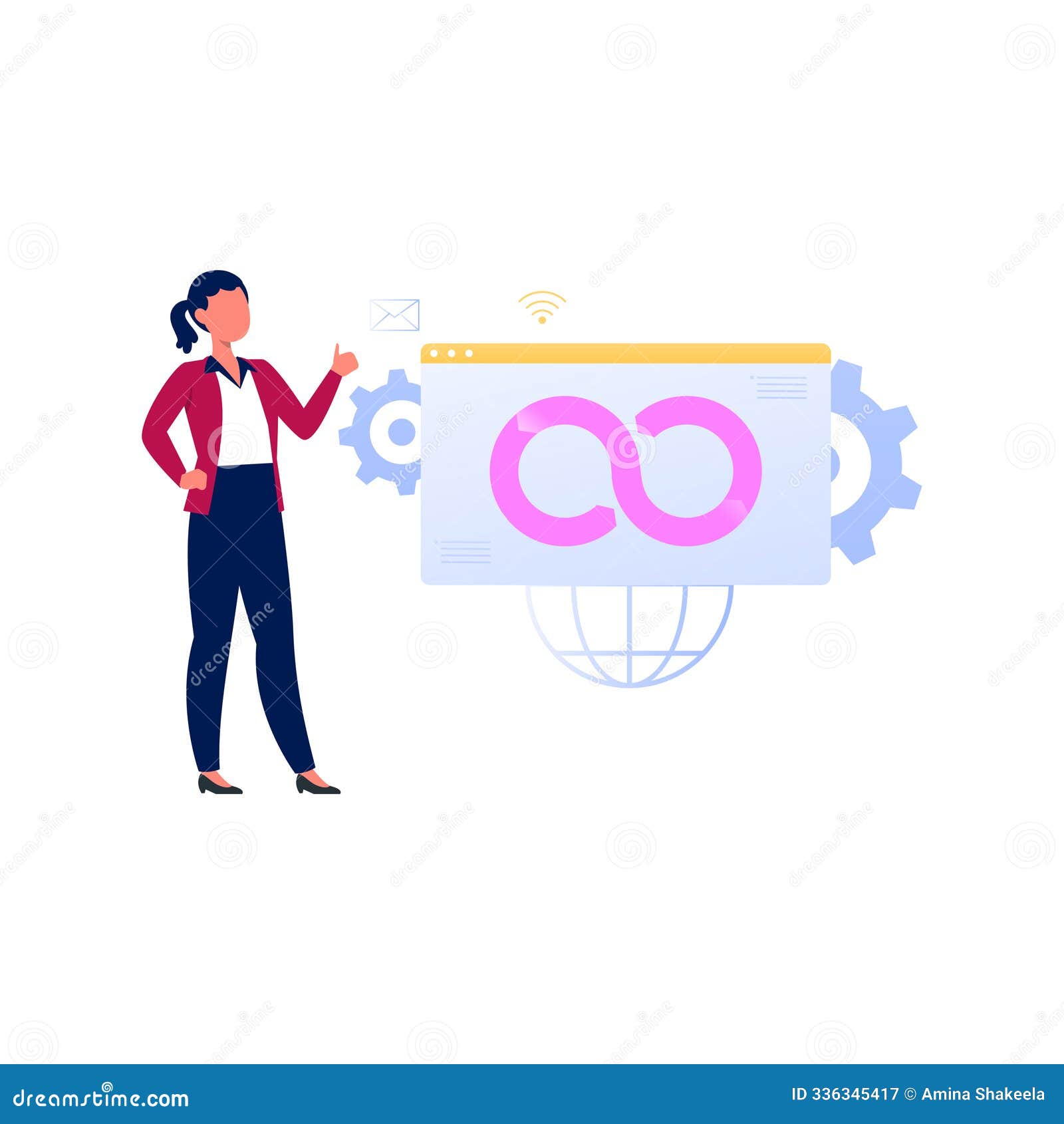 Girl is Showing DevOps on Web Page Stock Illustration - Illustration of ...