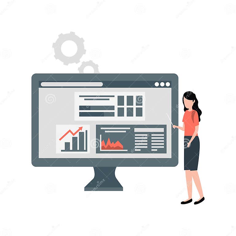 The Girl is Showing Different Graphs on Web Page Stock Illustration ... The Girl is Showing Different Graphs on Web Page Stock Illustration ...