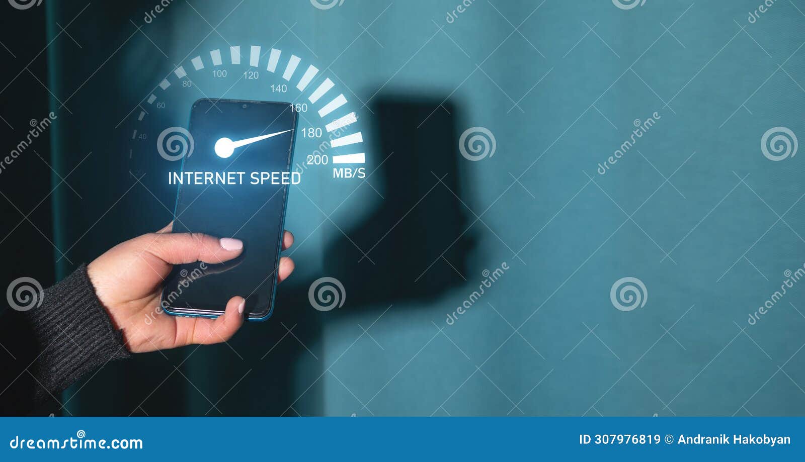 Girl Showing Internet Speedometer. Speed. Technology Stock Image ...