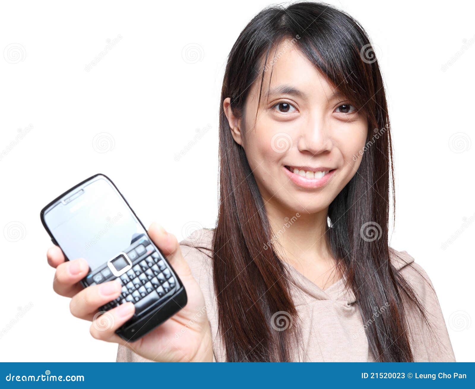 Girl showing mobile phone stock image. Image of closeup - 21520023