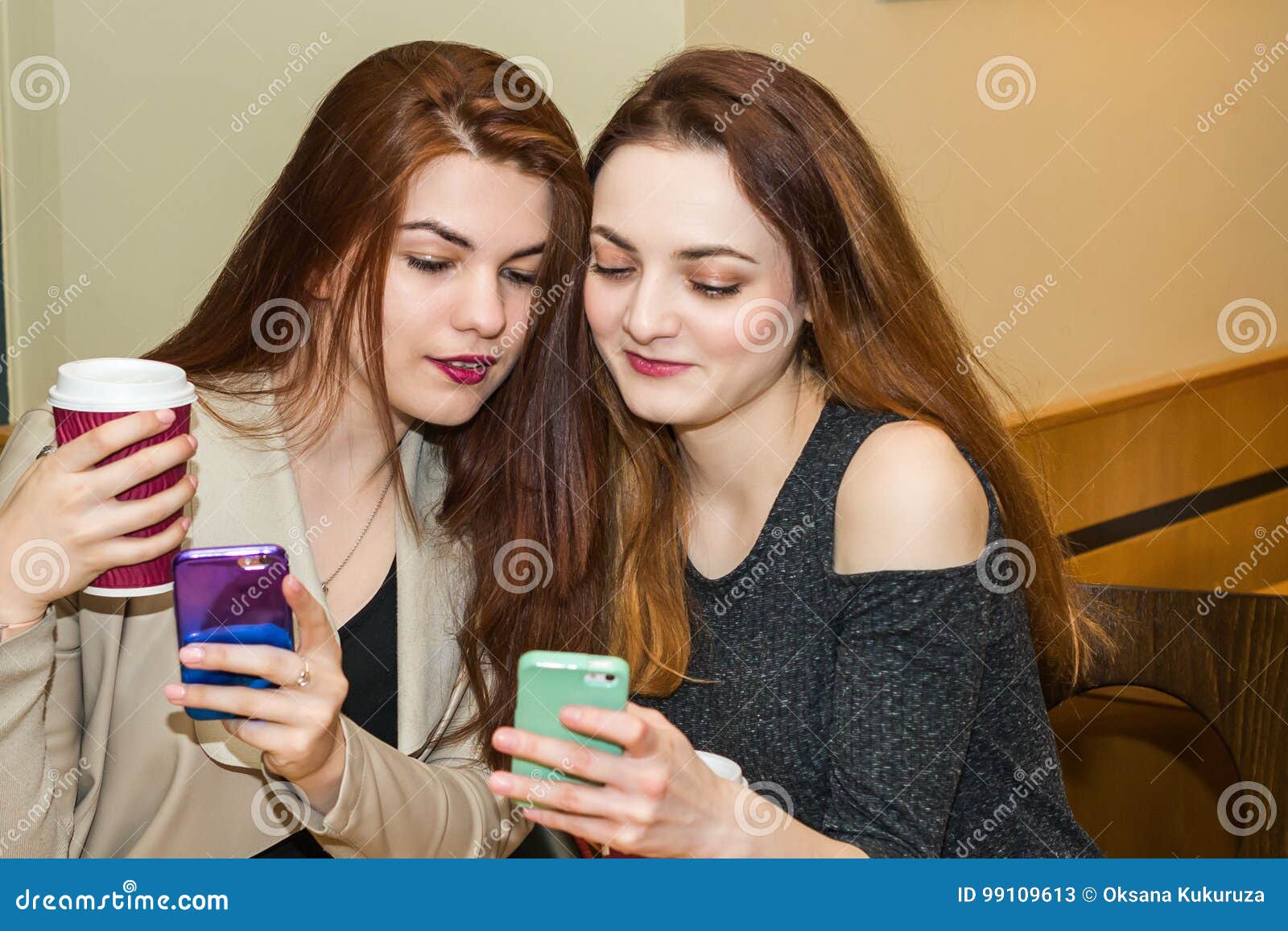 Girl Showing Mobile Phone To a Friend Stock Image - Image of phone ... Girl Showing Mobile Phone To a Friend Stock Image - Image of phone ...