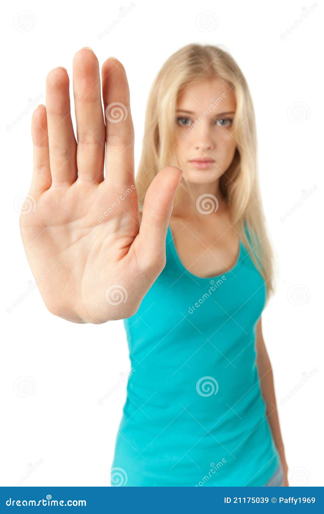Girl showing stop sign stock image. Image of gesturing - 21175039