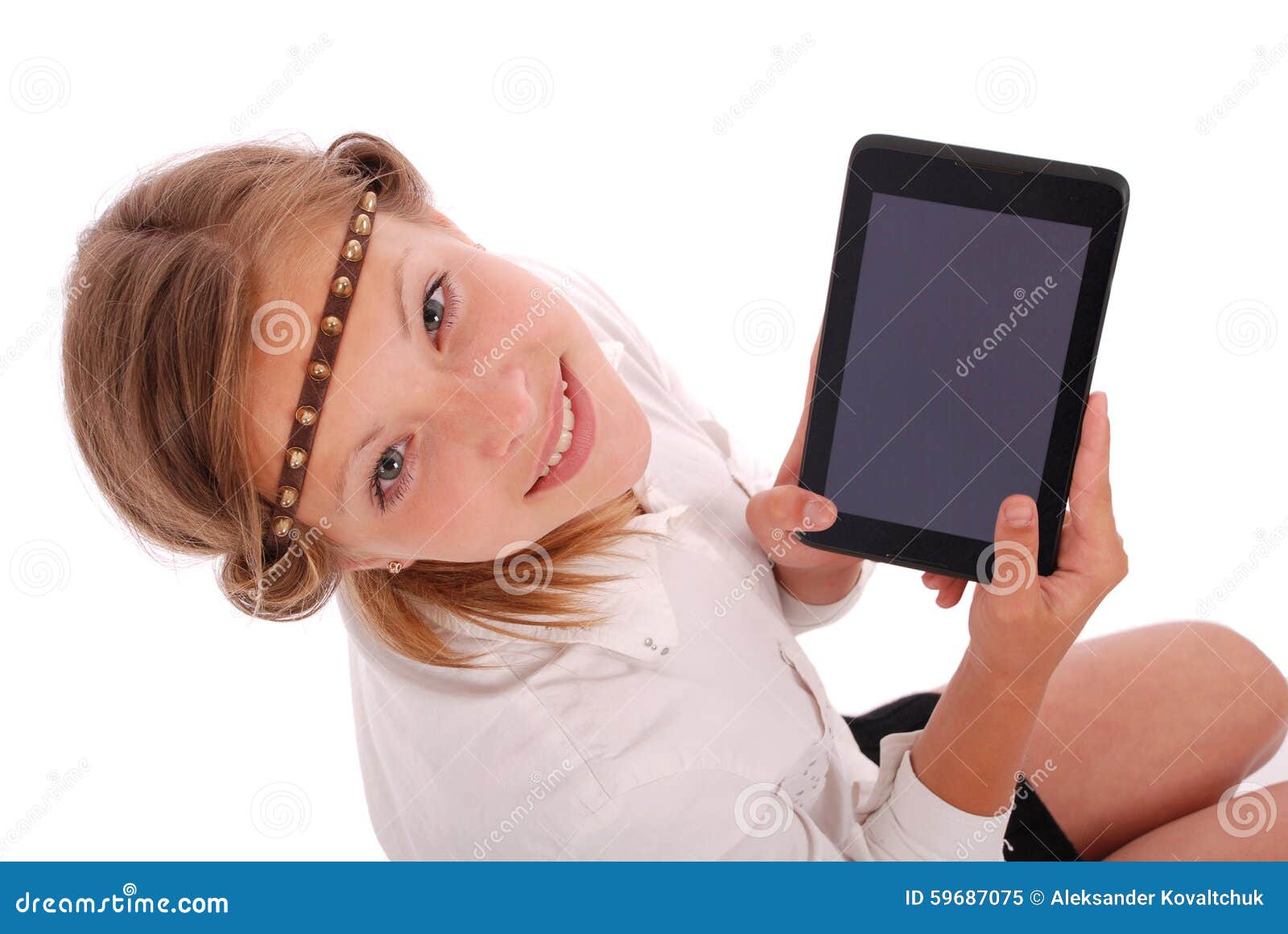 Girl showing tablet pc stock image. Image of girls, human - 59687075