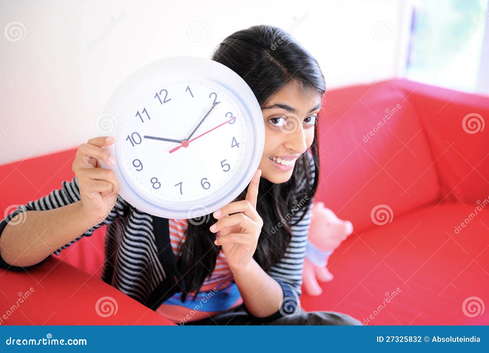Girl Showing Time in a Clock Stock Photo - Image of holding, needles ...