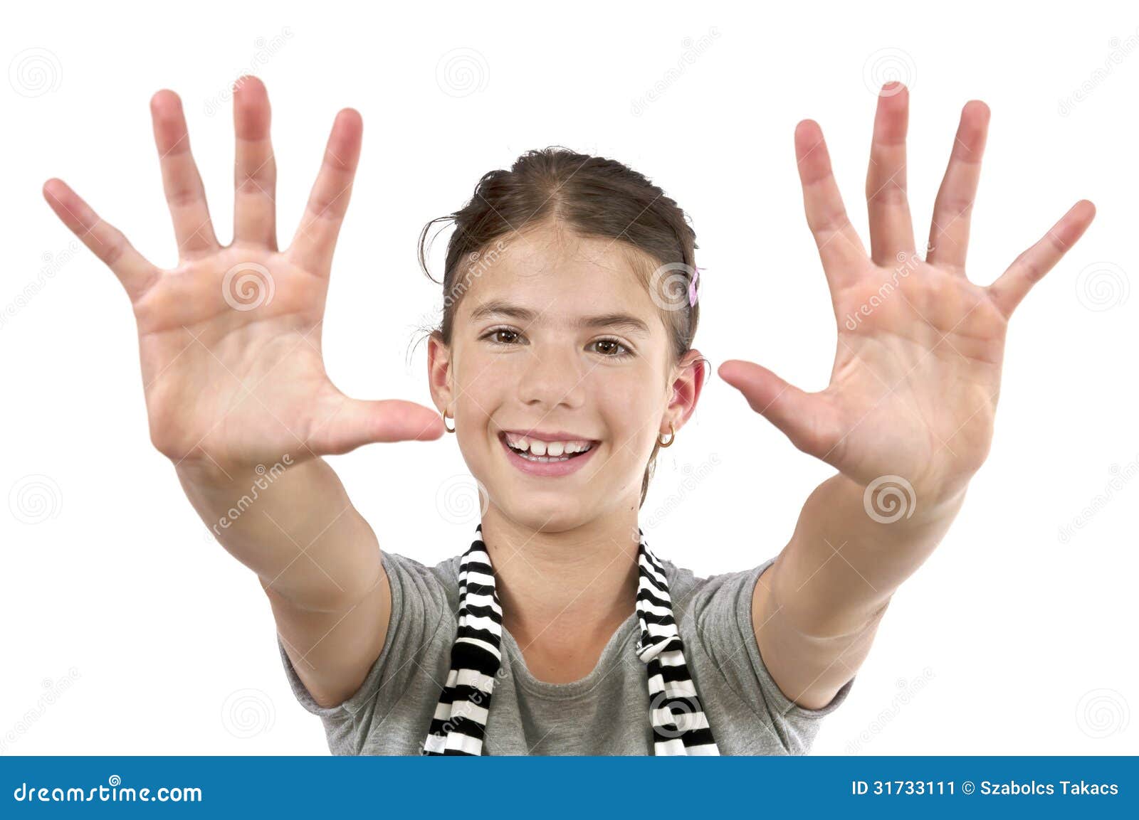 Girl showing two hands stock image. Image of activity - 31733111