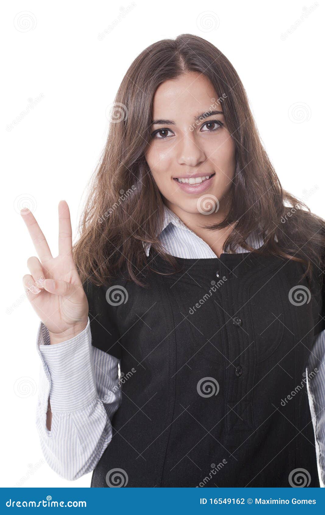 Girl showing victory sign stock photo. Image of beautiful - 16549162