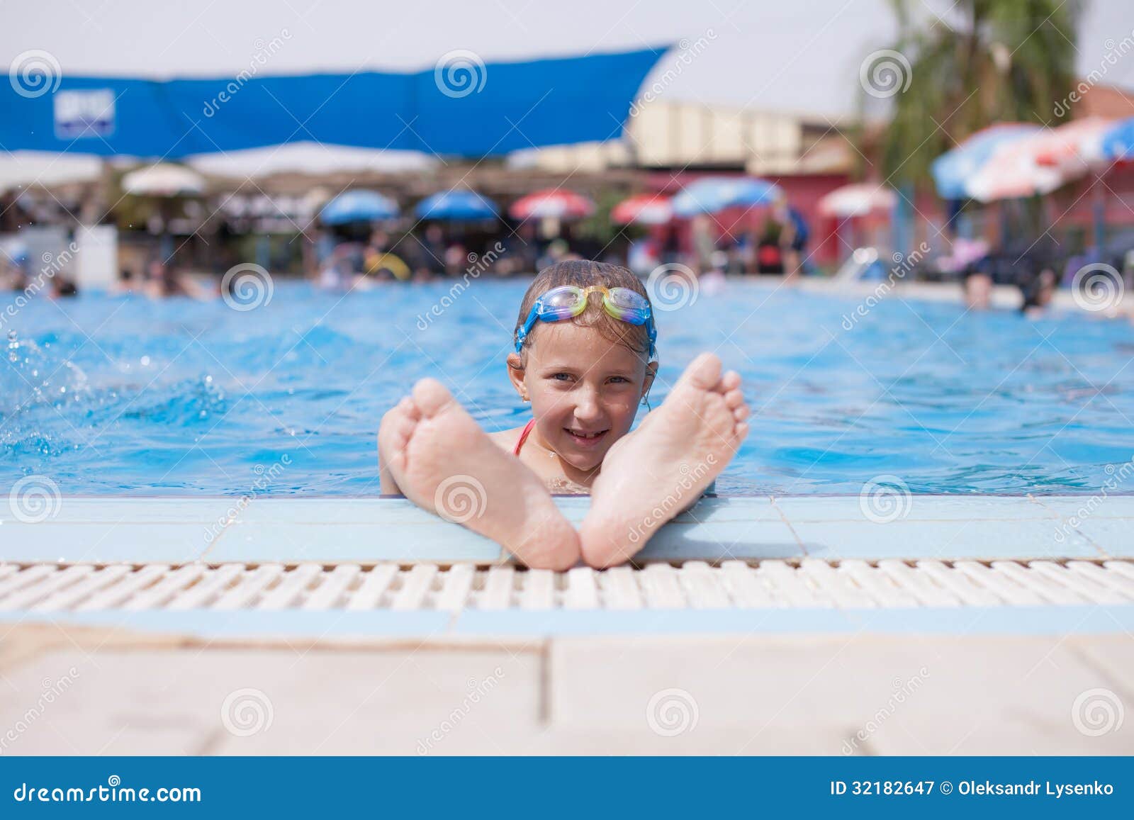 Girl Shows Feet from the Pool Stock Image - Image of beautiful, black ...