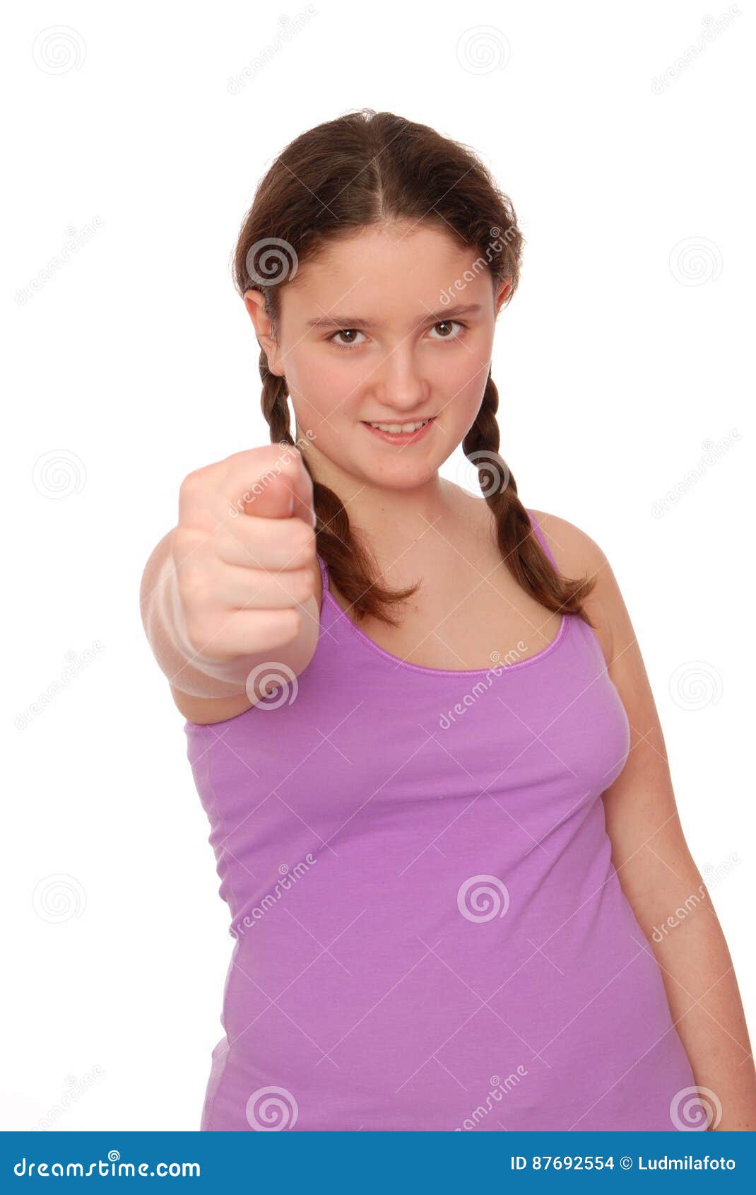 A Girl Shows Gesture of Contempt. Stock Photo - Image of angry, hell ...