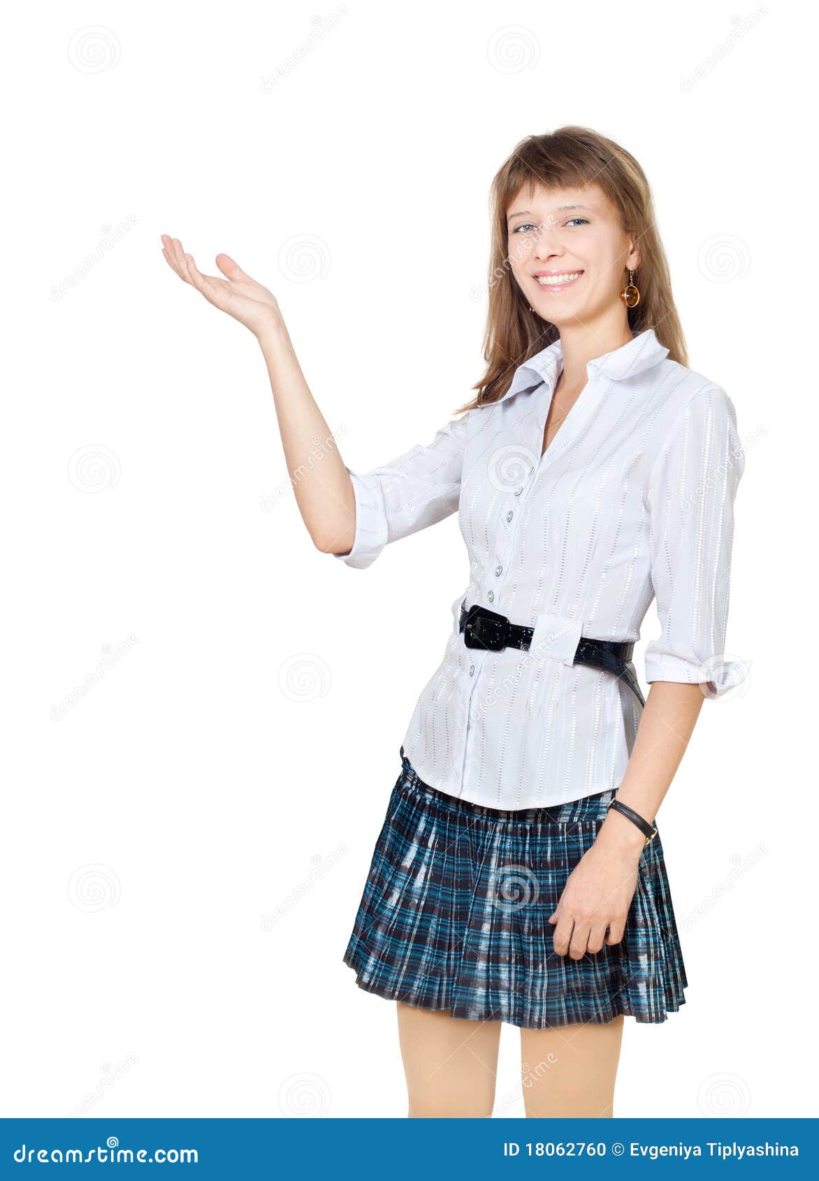 The girl shows a hand stock photo. Image of smiles, beautiful - 18062760