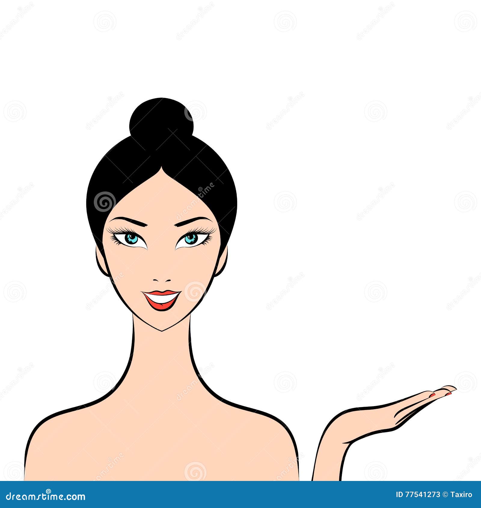 Girl shows hand stock vector. Illustration of human, looking - 77541273