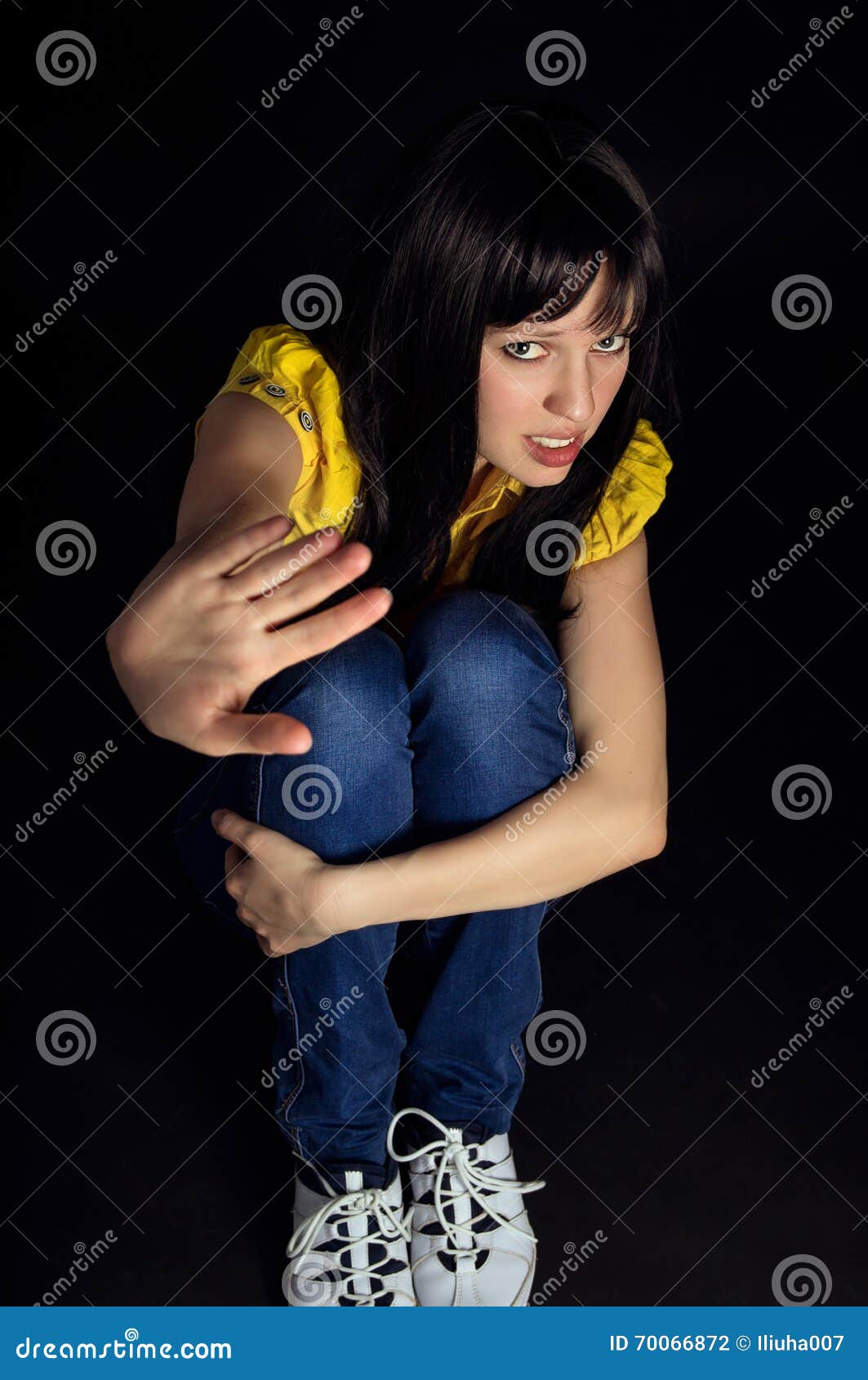 Girl shows a hand stop stock photo. Image of attack, awareness - 70066872