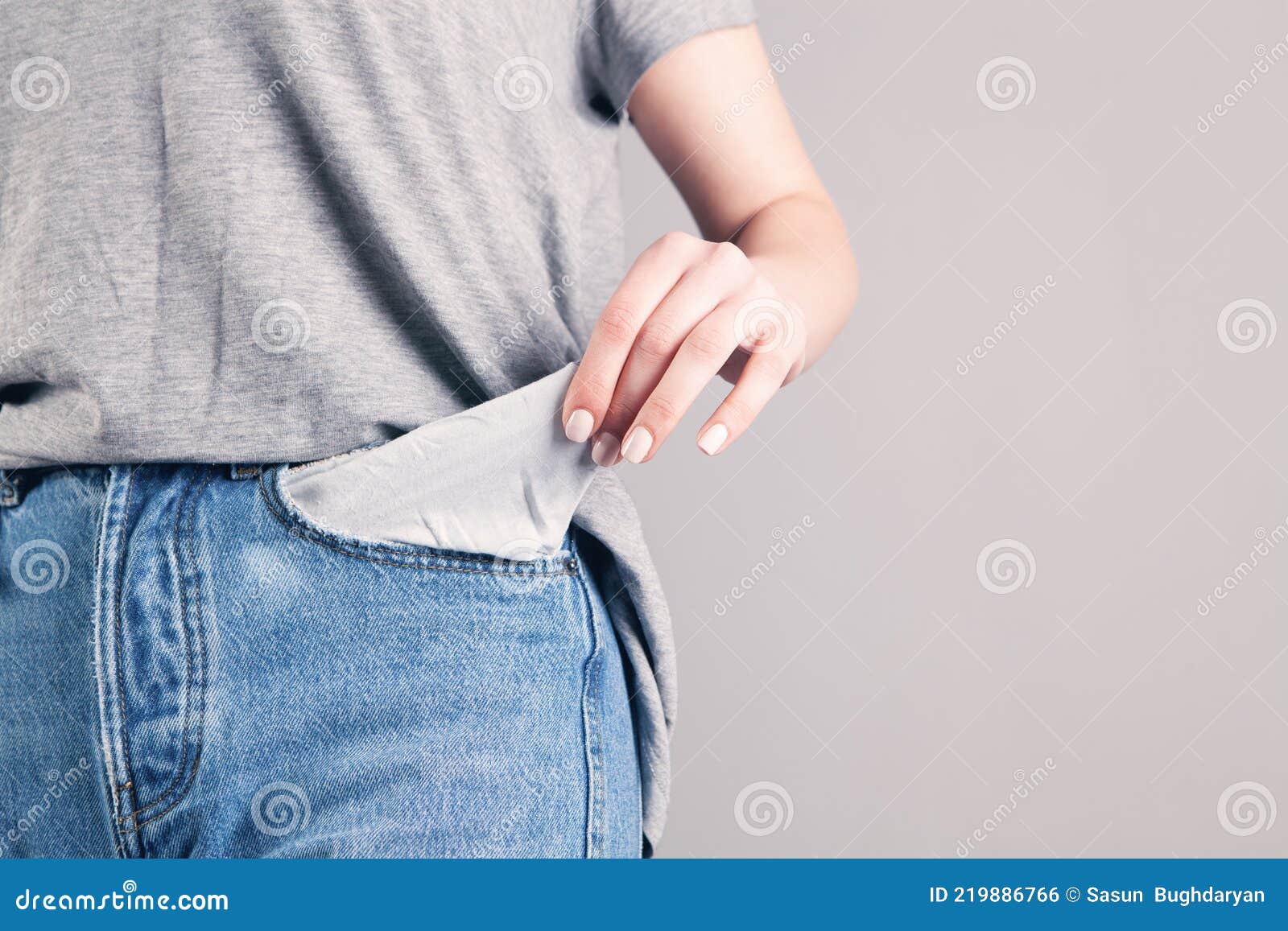 Girl Shows Her Empty Pockets Stock Photo - Image of pockets, girl ...