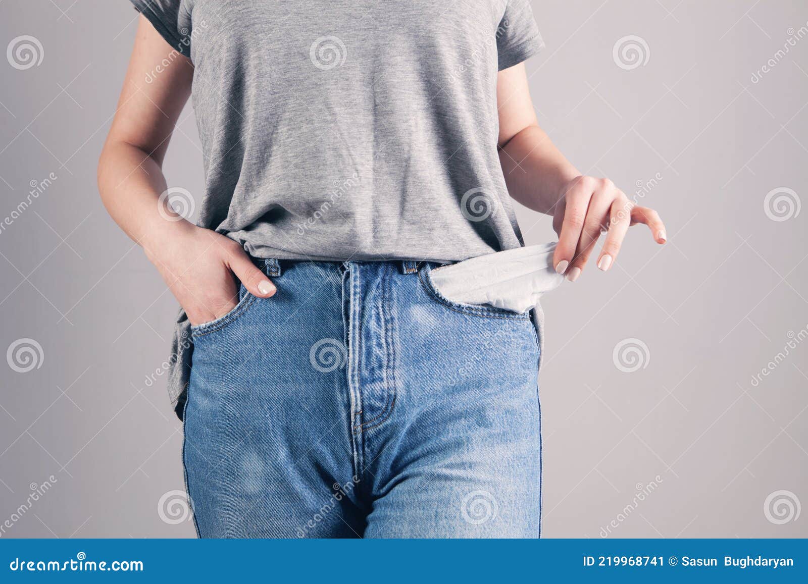 Girl Shows Her Empty Pockets Stock Image - Image of pull, pockets ...