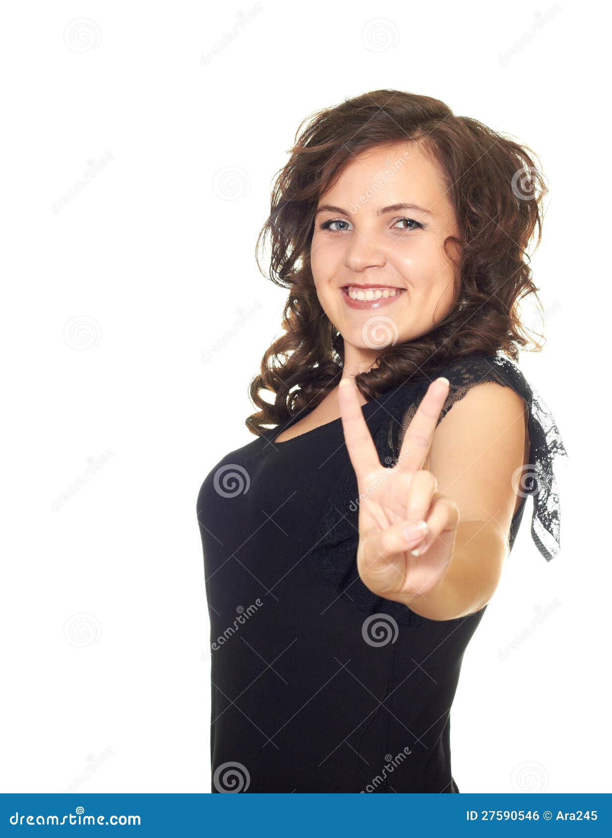 Girl Shows Her Hands a Symbol of Victory Stock Photo - Image of ...