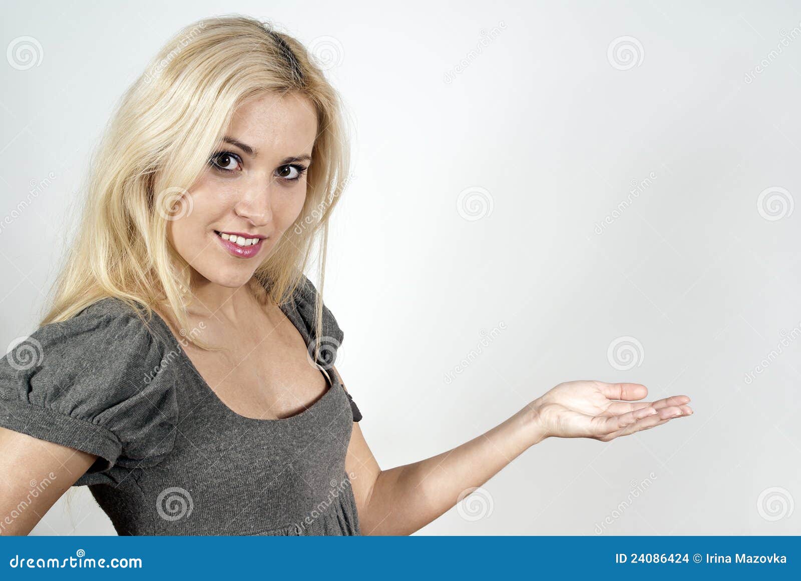Girl shows his hand stock photo. Image of hand, commerce - 24086424