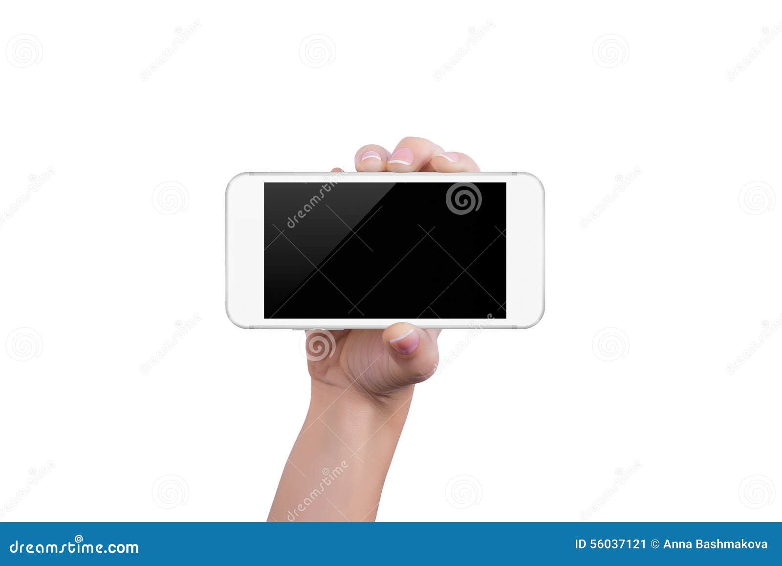 Girl Shows the Phone in One Hand Stock Image - Image of blank ...