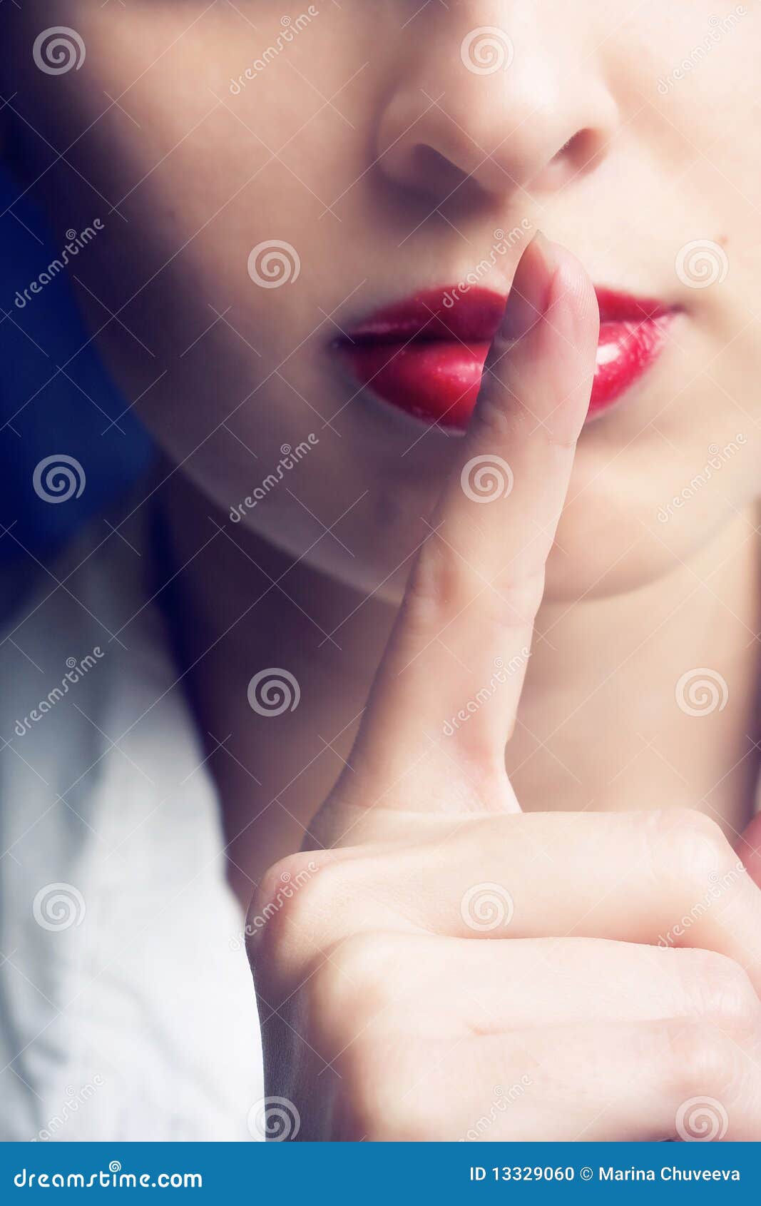 The Girl Shows a Silence Sign Stock Photo - Image of silence, lips ...