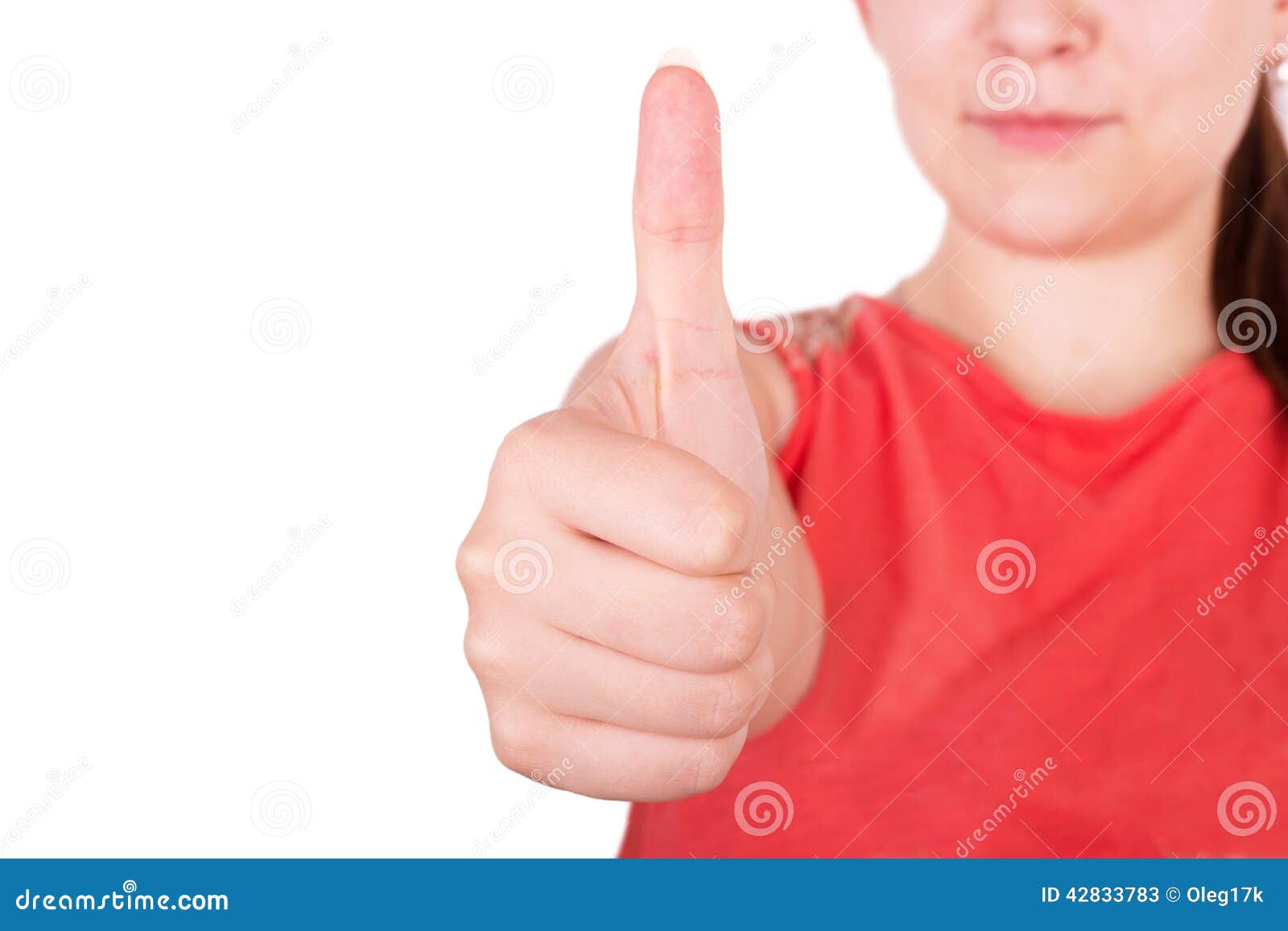 Girl shows up gesture stock image. Image of female, isolated - 42833783