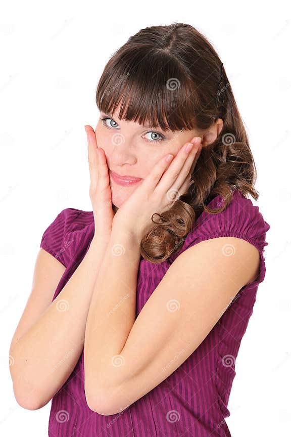 Girl is shy stock photo. Image of eyes, female, beautiful - 18536962