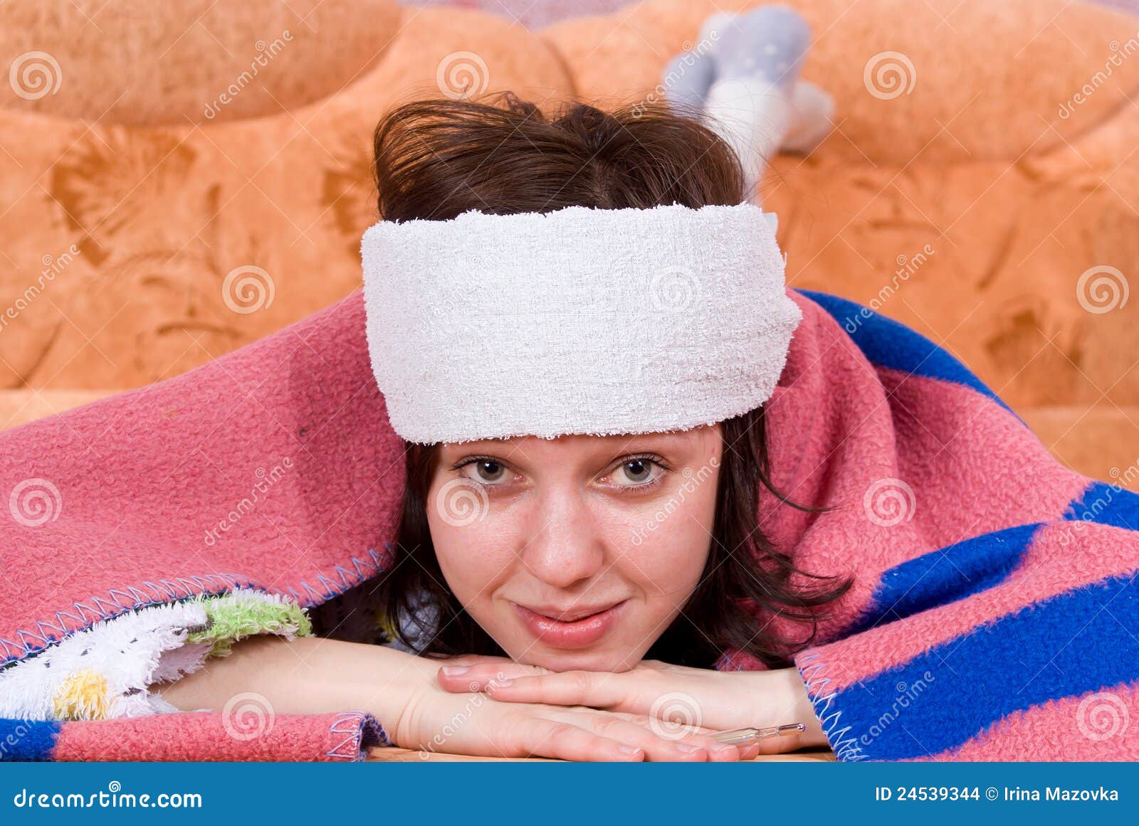 Girl is Sick and Lying on the Sofa Stock Photo - Image of heal, couch ...