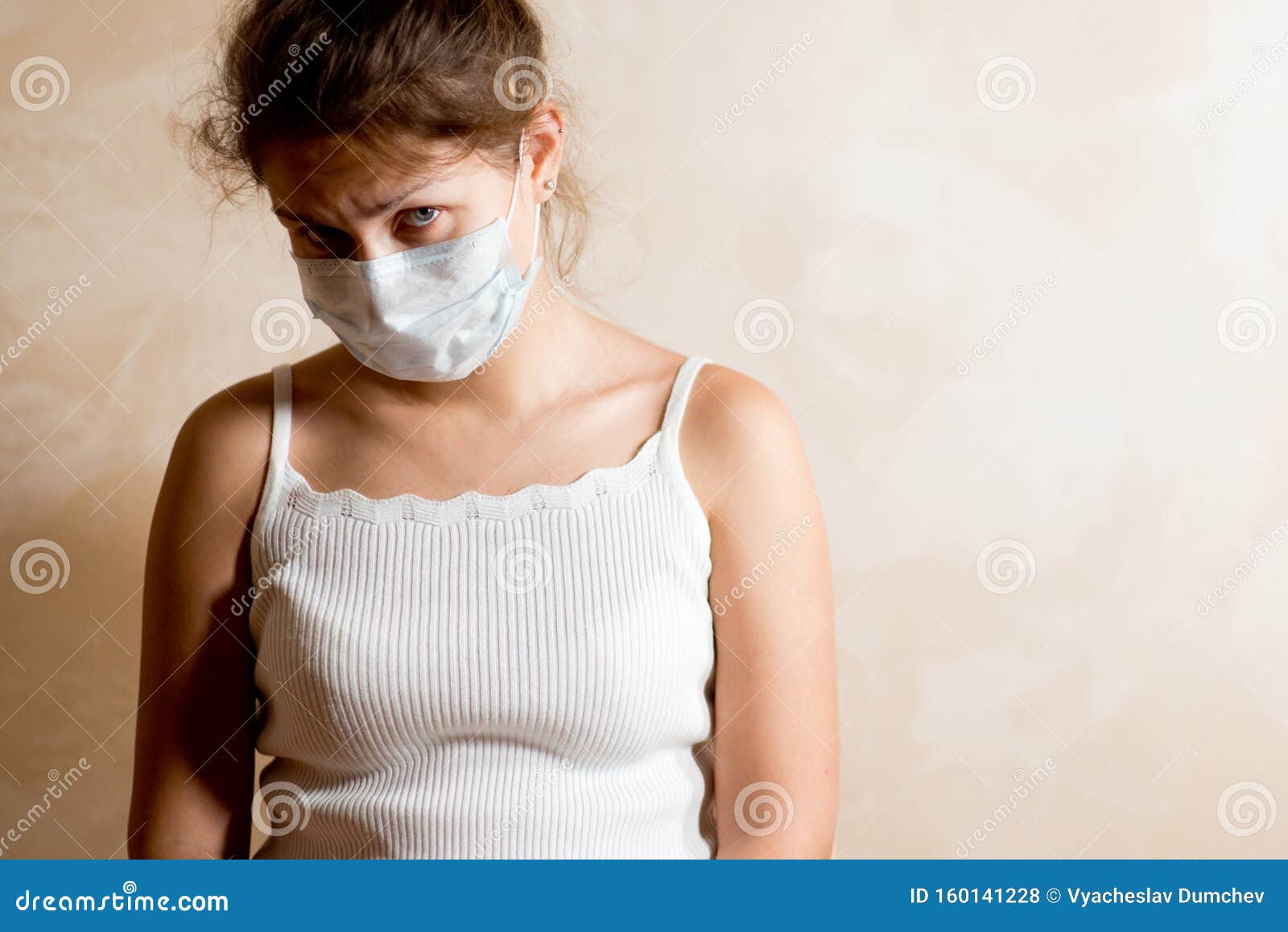 The Girl Sickly Looks Sadly Looking at the Camera Stock Photo - Image ...