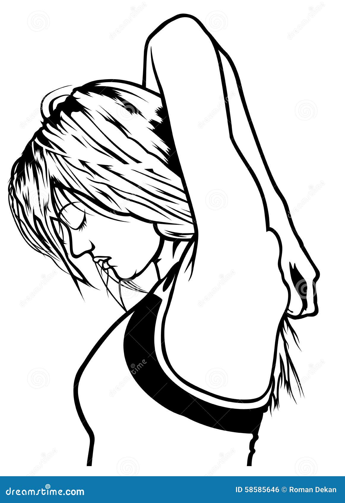 Girl from side view stock vector. Illustration of girl - 58585646