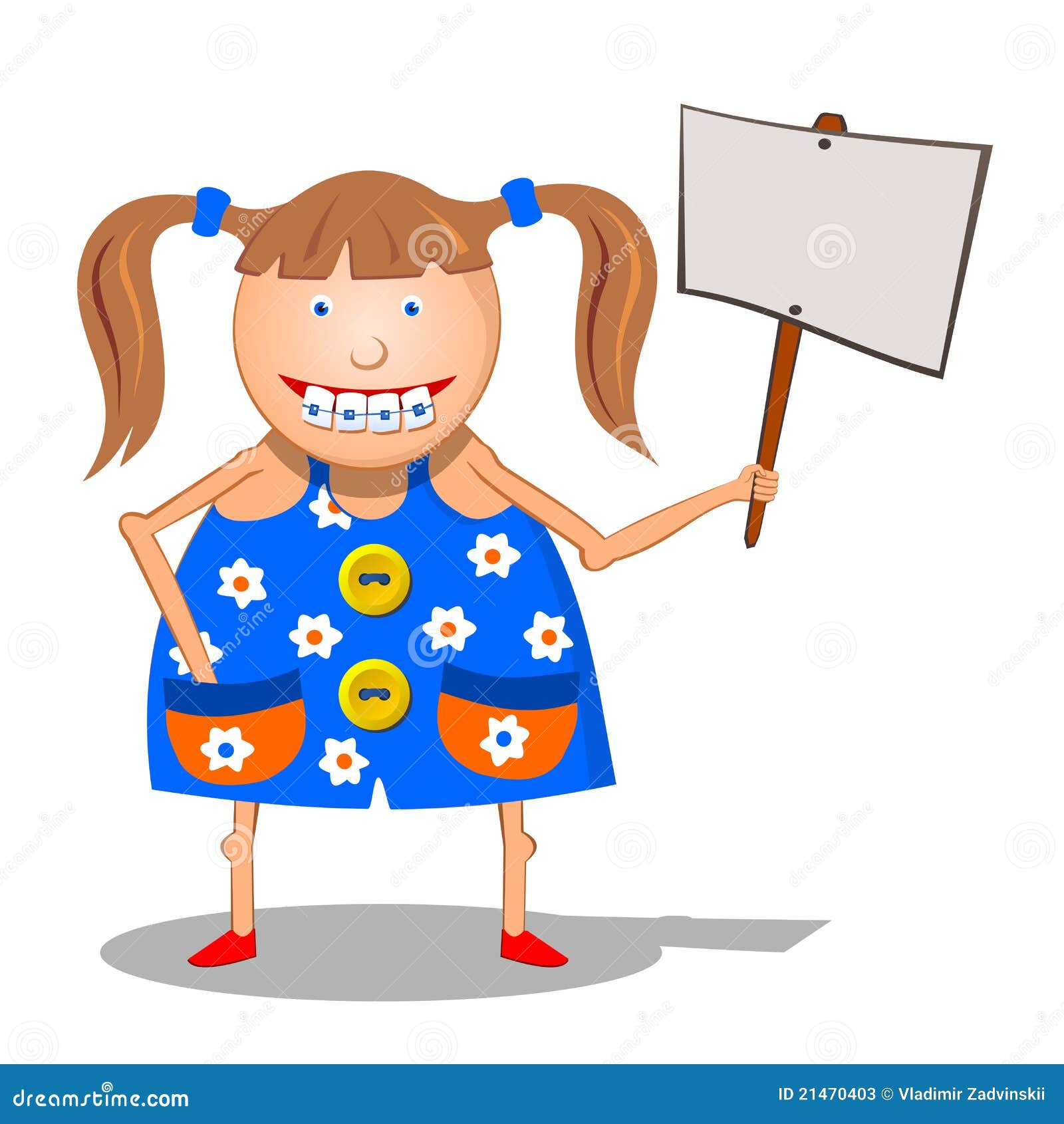 Girl with a sign stock vector. Illustration of character - 21470403