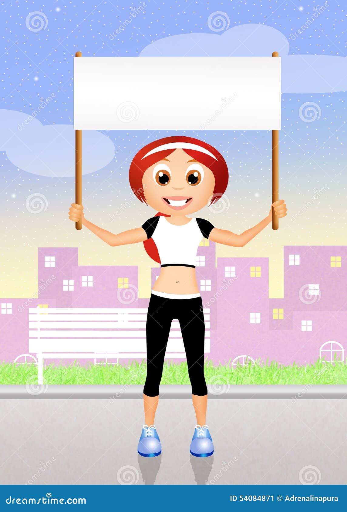 Girl with sign stock illustration. Illustration of year - 54084871
