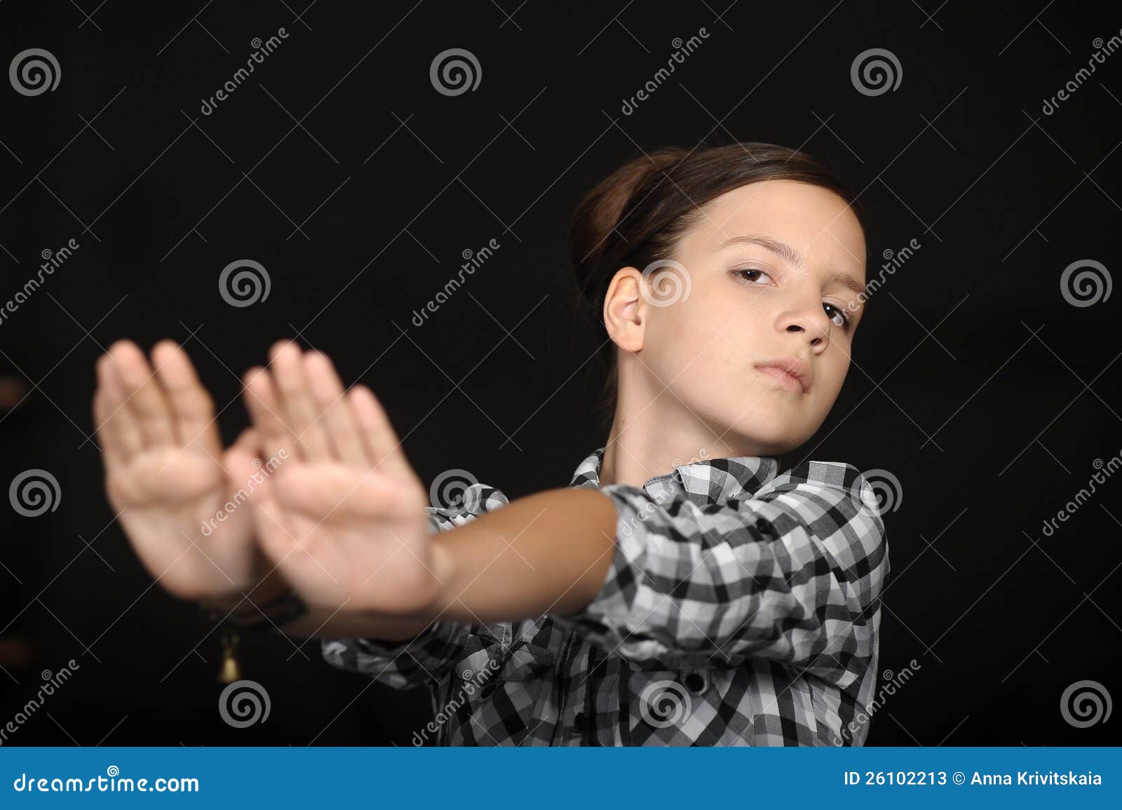 Girl signaling to stop stock image. Image of cute, danger - 26102213