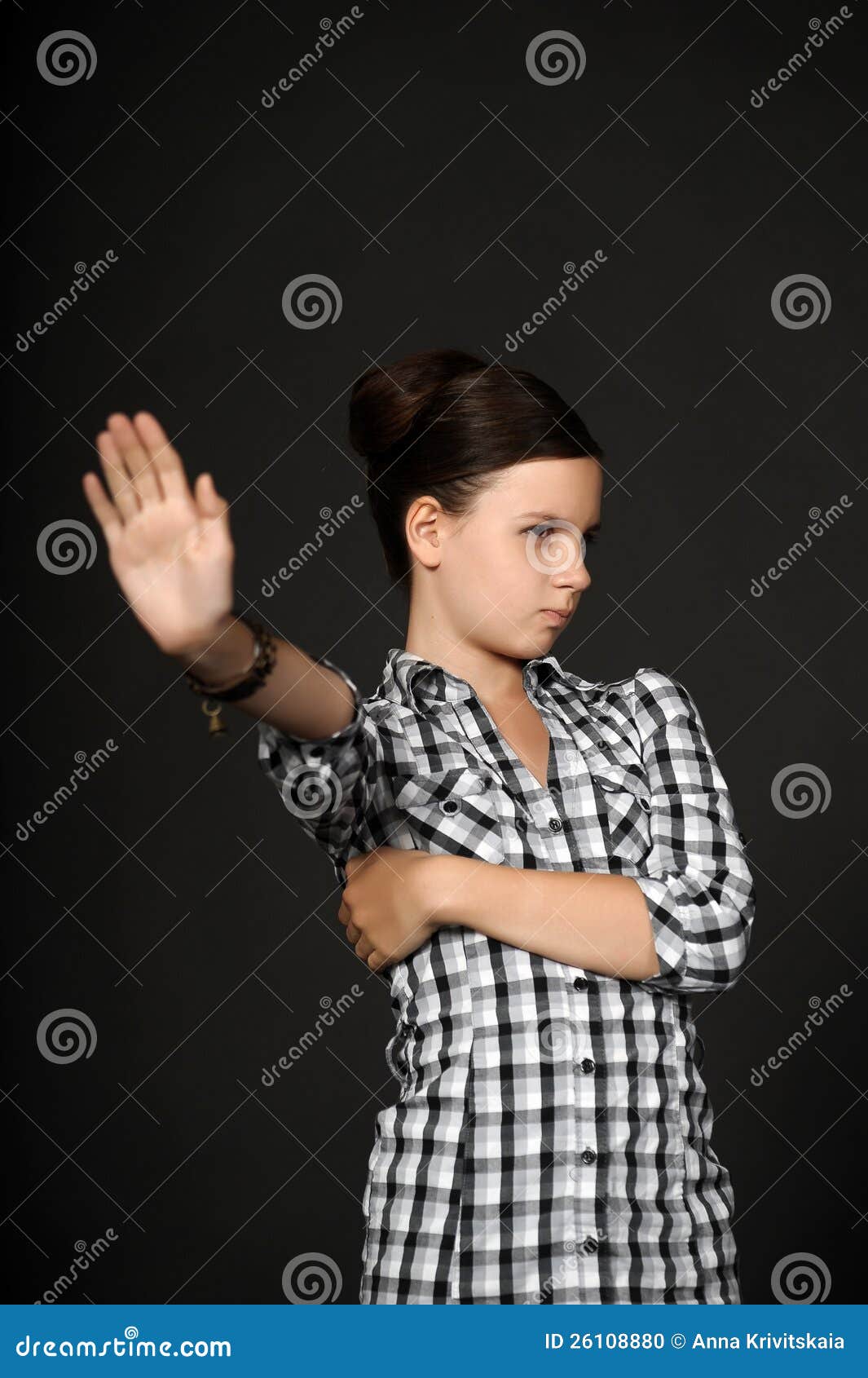 Girl signaling to stop stock photo. Image of indicating - 26108880