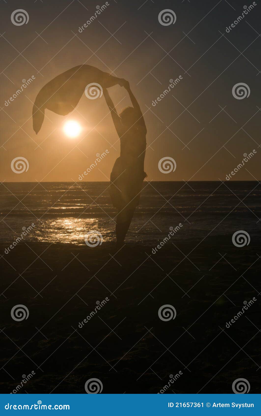 Girl Silhouette Against Sunset Stock Image - Image of wave, sunset ...