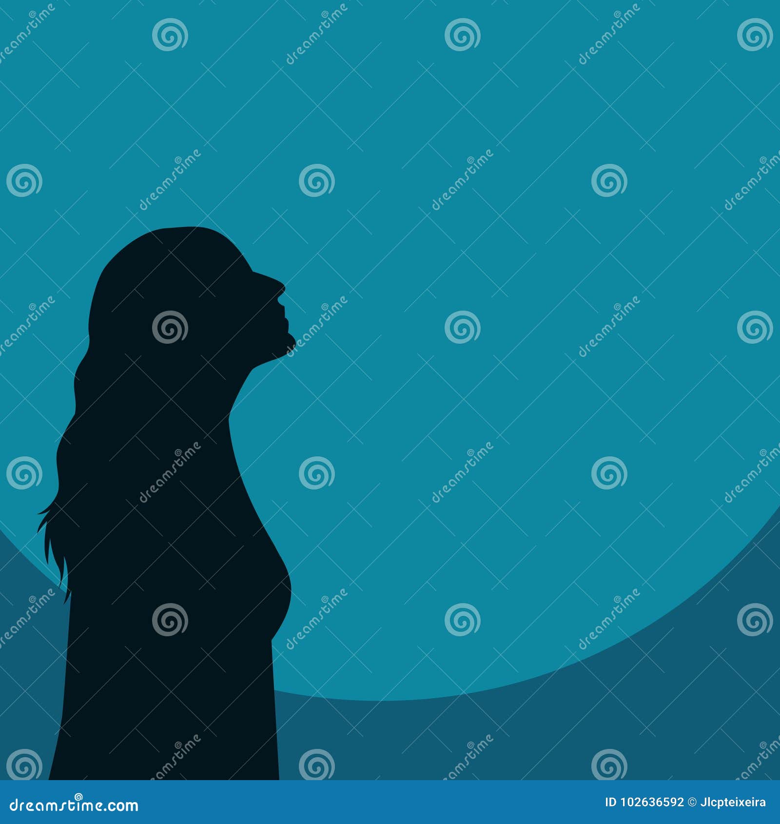 Girl Silhouette Looking Up stock vector. Illustration of design - 102636592