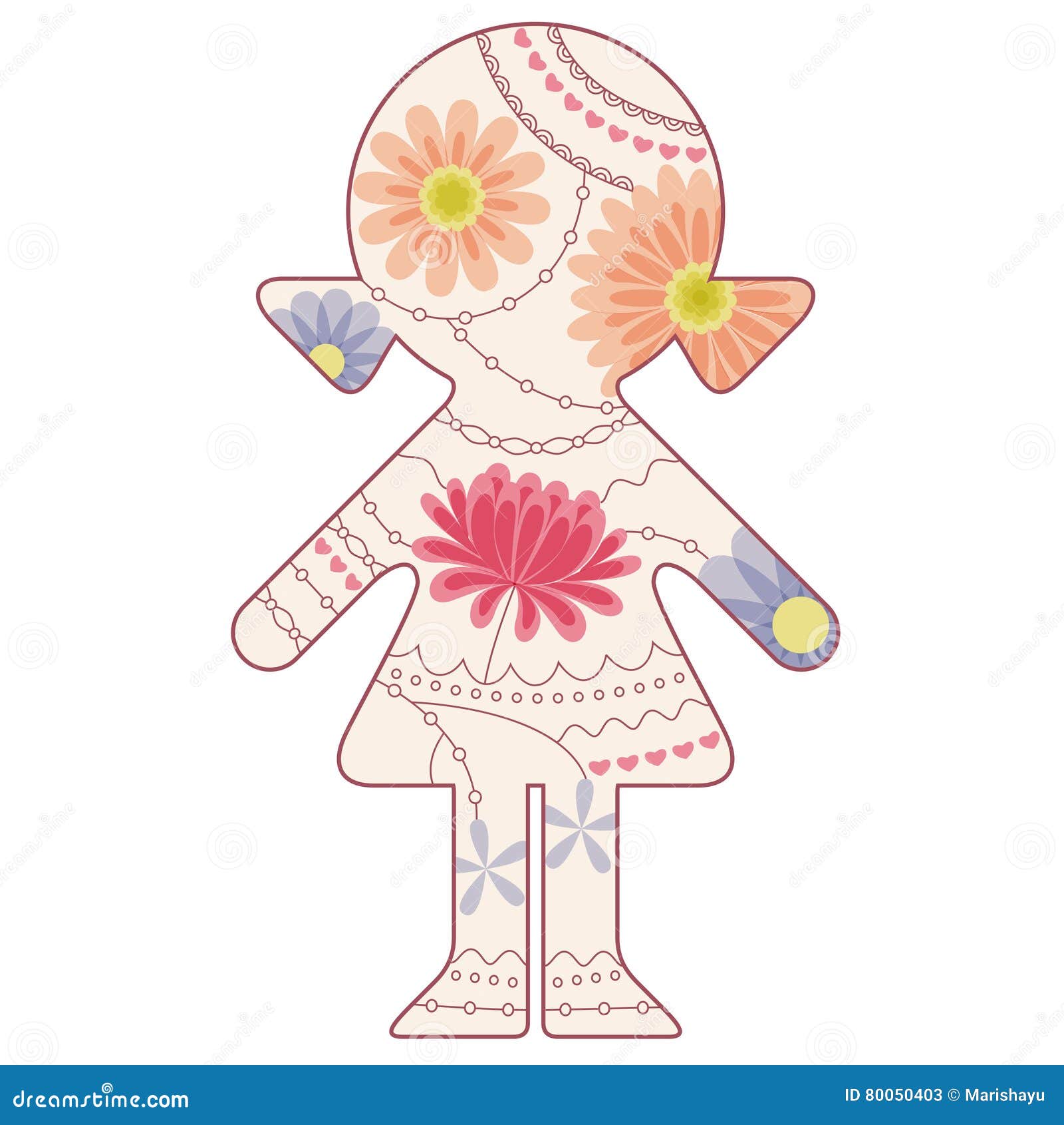 Girl Simple Silhouette Painted Vintage Stock Illustration ...