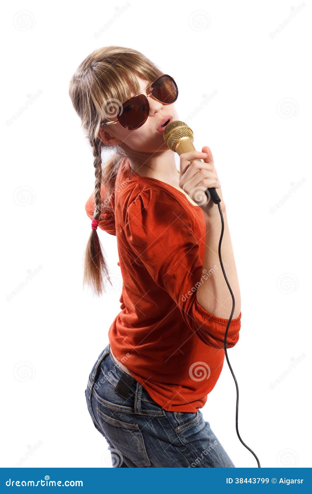Girl sing stock image. Image of microphone, cute, singer - 38443799